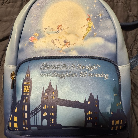Disney | Bags | Disney Blue And Gold Peter Pan Backpack | Poshmark